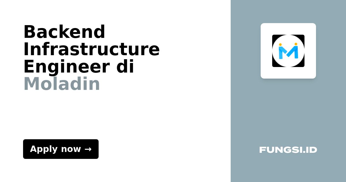 Backend Infrastructure Engineer di Moladin - Fungsi.id
