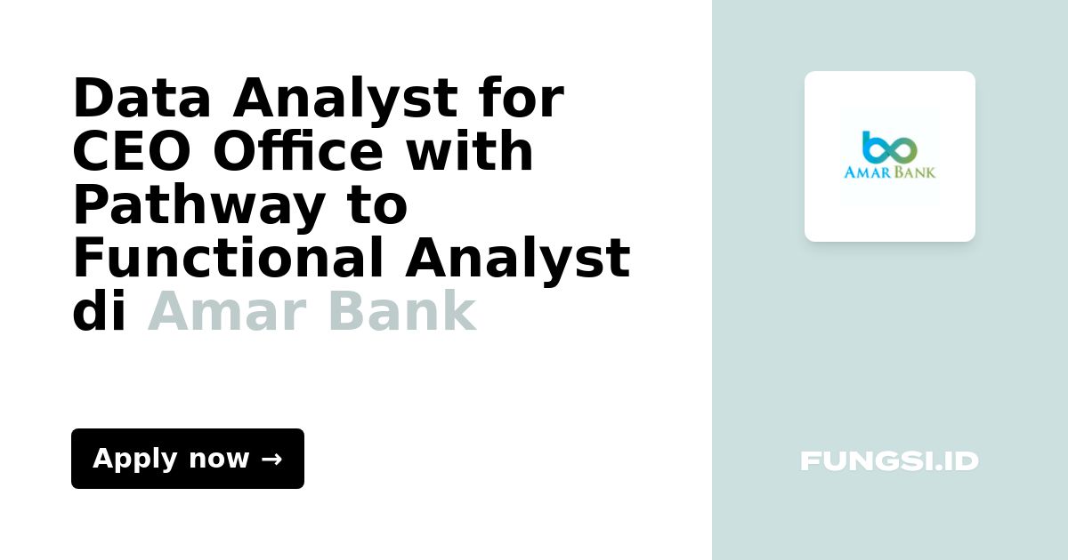 Data Analyst for CEO Office with Pathway to Functional Analyst di Amar ...